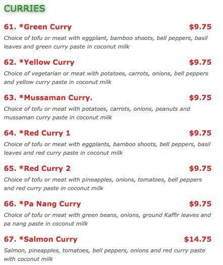 Menu at Thai Lily (order from our website not delivery companies ...