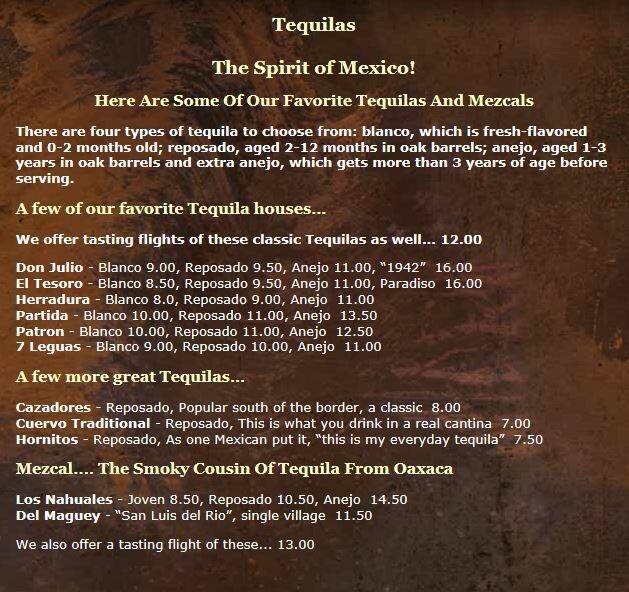 Menu at Elote Cafe, Sedona