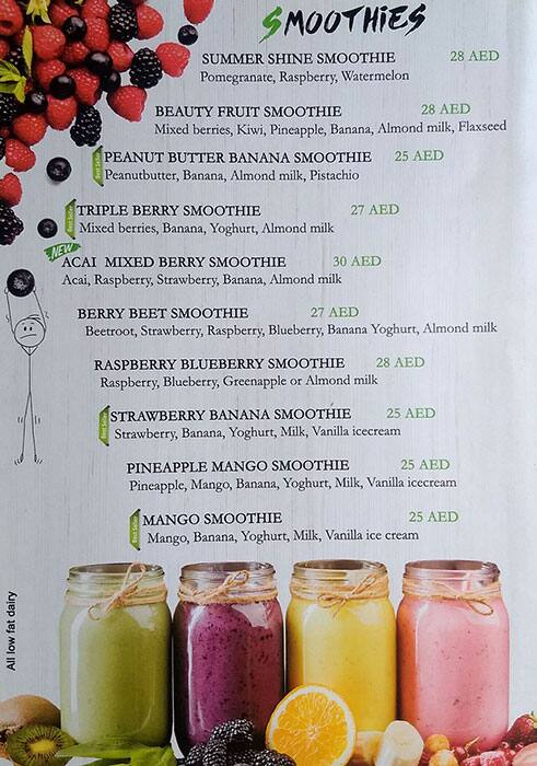 Menu of Juice Bae, IMPZ, Dubai