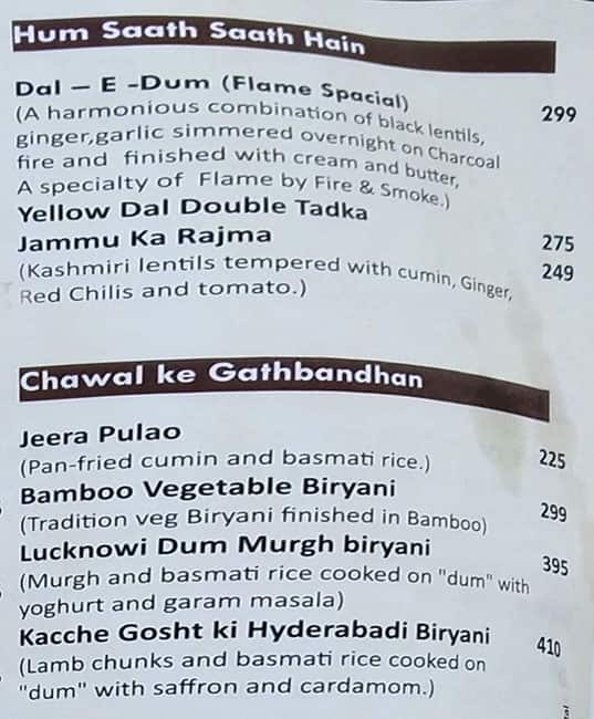 Menu at FLAME BY FIRE & SMOKE, Indore