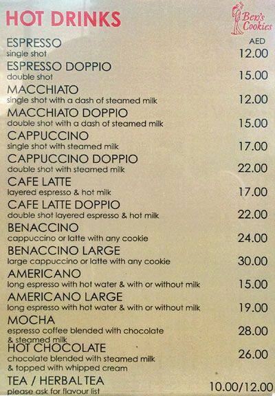 Ben's Cookies - The Dubai Mall Menu - Zomato