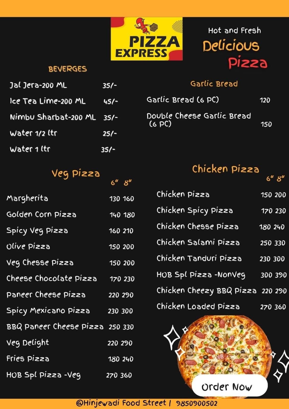 Menu of Pizza Express, Ghorpadi, Pune
