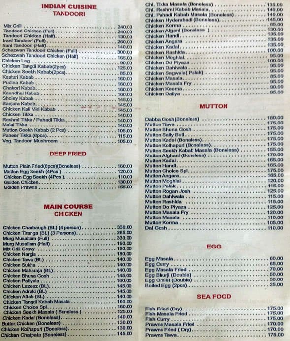 Choice Restaurant menu, Menu restauracji Choice Restaurant, Marol ...