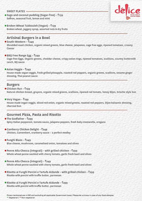 Menu at Delice - Novotel, Bengaluru