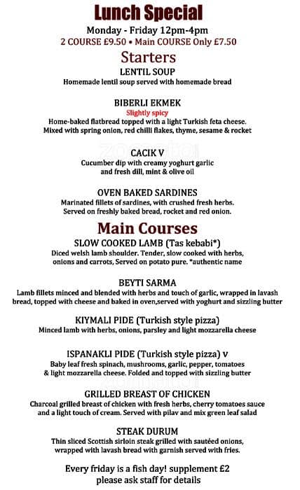 Menu at Cappadocia Walton restaurant, Walton-on-Thames, 64 High St