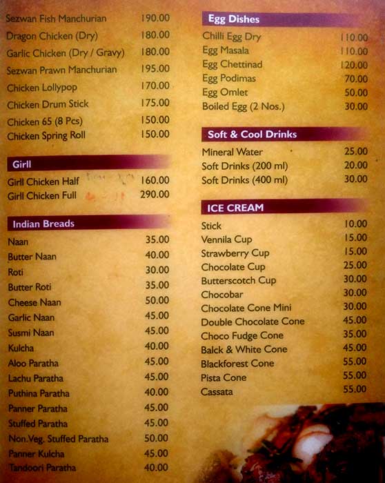 Menu at Ruchi Kabab, Chennai, 123