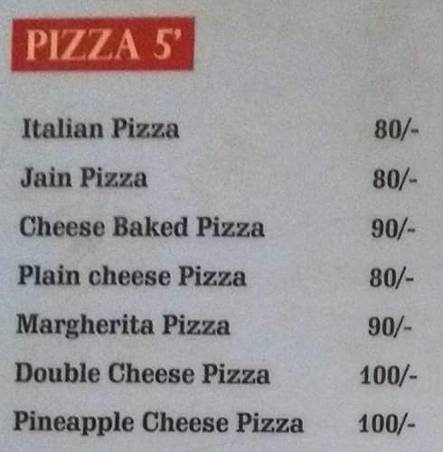 Menu at Jashuben Shah Old Pizza, Ahmedabad, Near Central Mall