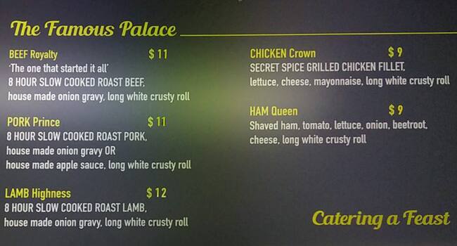 Menu at King of the Roast fast food, Clarinda