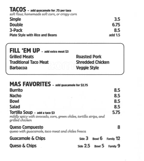 Menu at Chiloso Mexican Bistro restaurant, Rockwall