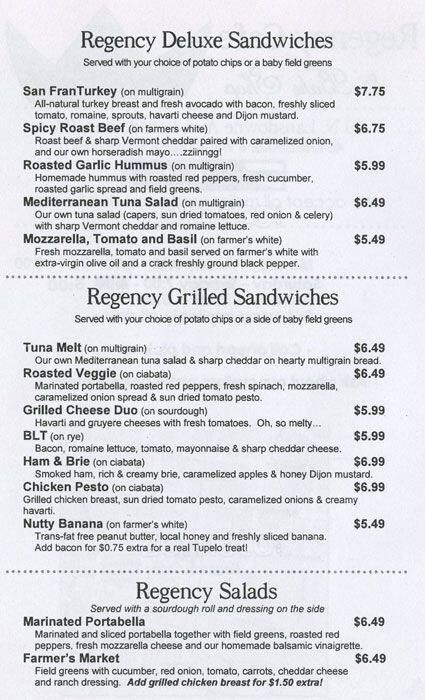 Regency Cafe And Bake Shop Menu - Urbanspoon/Zomato