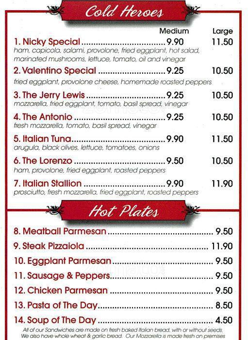 Menu at Defonte's restaurant, Bayonne