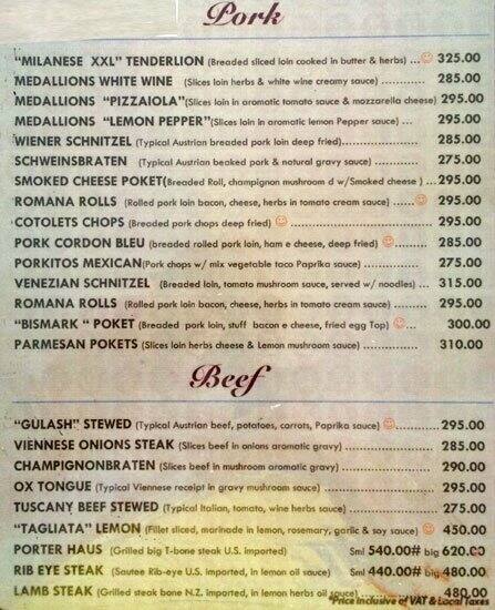 Menu at VIENNA "The Italian Restaurant", Cebu City