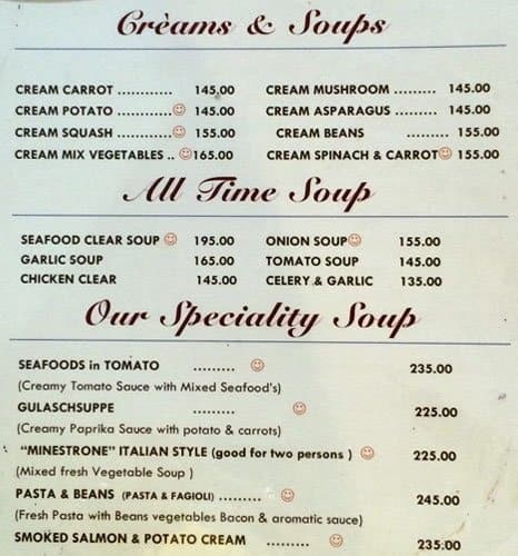 Menu at VIENNA "The Italian Restaurant", Cebu City