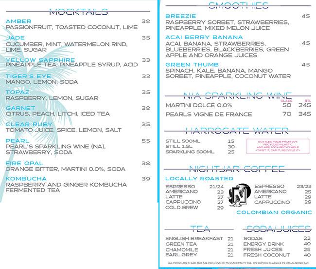 Menu at Azure Beach pub & bar, Dubai