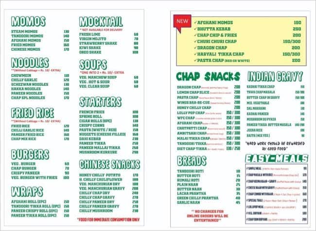 Menu of Wah Ji Wah, Sector 34, Chandigarh