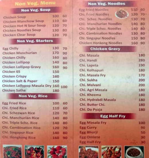 Menu of New Swad, Badlapur, Thane