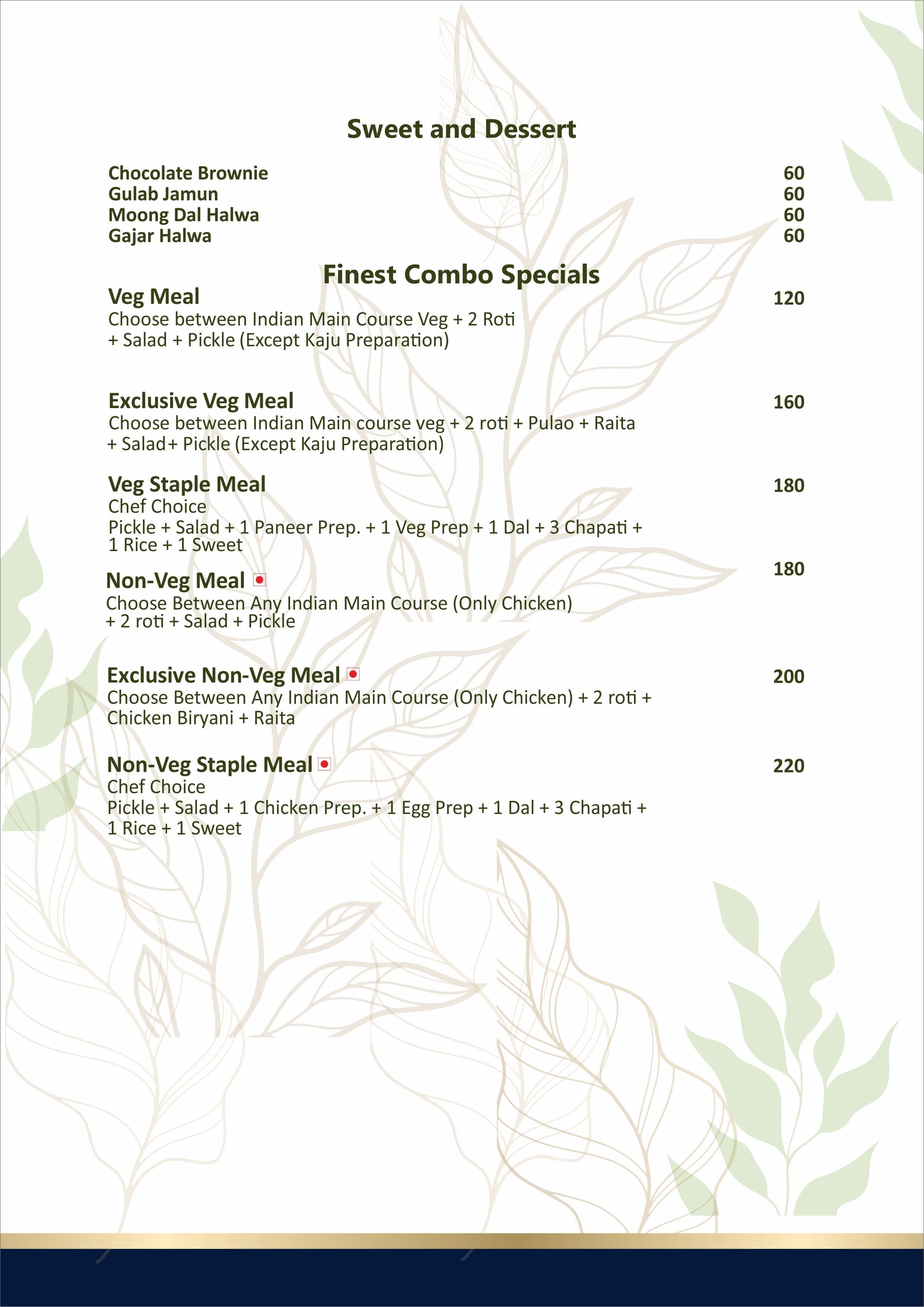 Menu of Finest Cloud Kitchen, Chakan, Pune