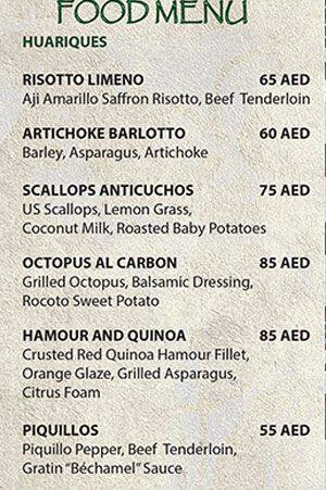 Menu at Story Rooftop Dubai restaurant, Dubai