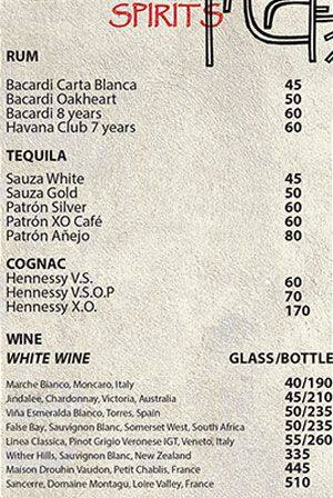 Menu at Story Rooftop Dubai restaurant, Dubai