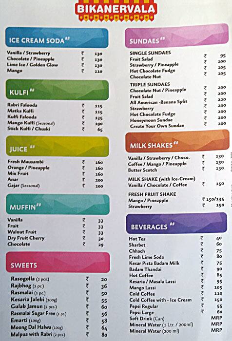 Menu at Bikanerwala, Gurugram Rural, 26 - 28 Old Delhi Road