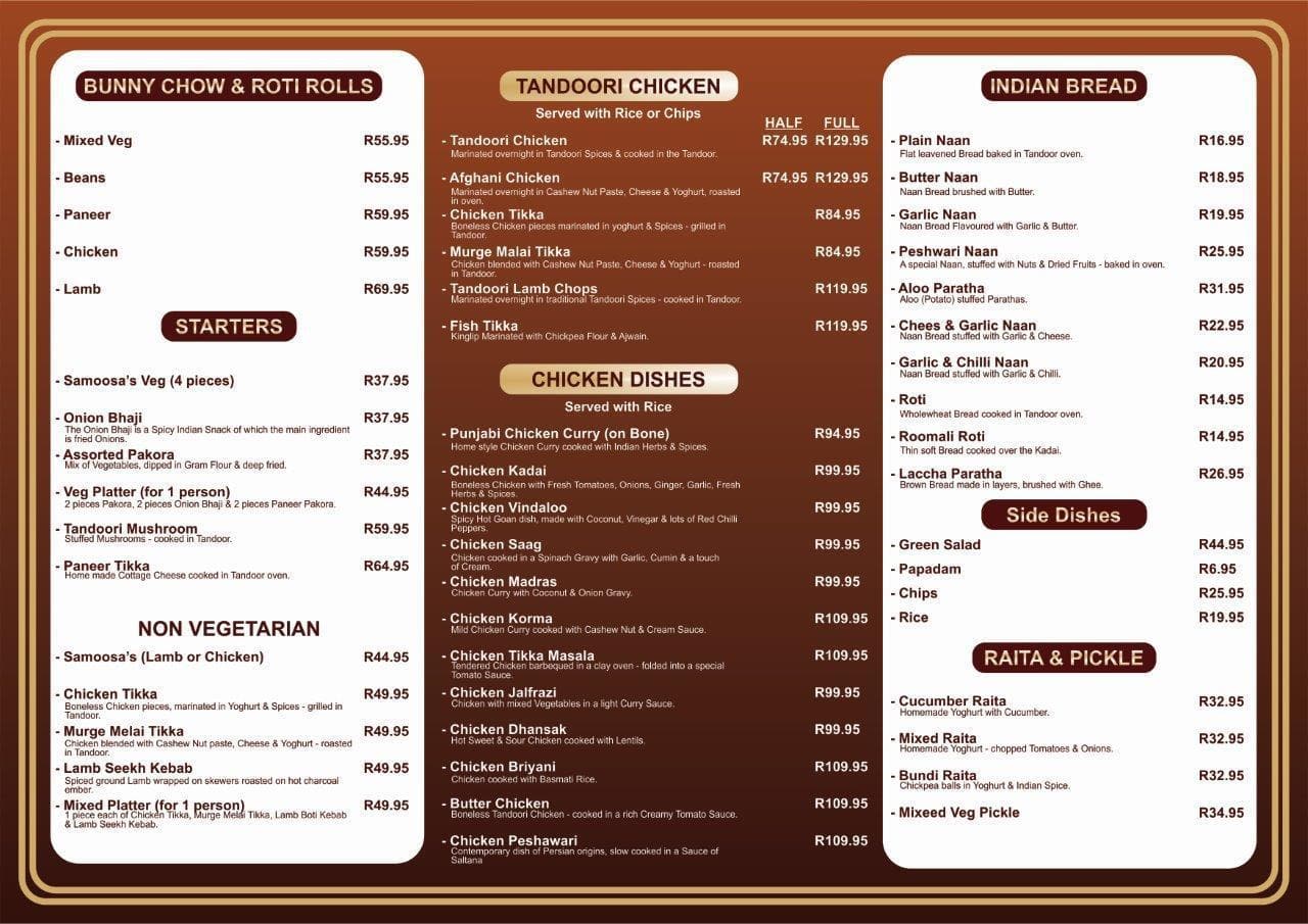 Taste of Punjab Menu, Menu for Taste of Punjab, Edenvale, East Rand ...