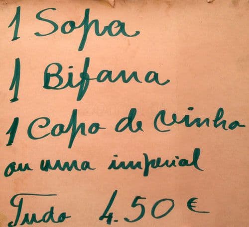 Menu em Tasca do Abílio restaurante, Lisboa, R. de São João da Mata