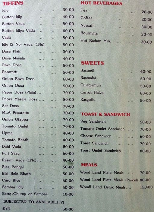 Woodland Menu, Menu for Woodland, ECIL, Secunderabad - Zomato