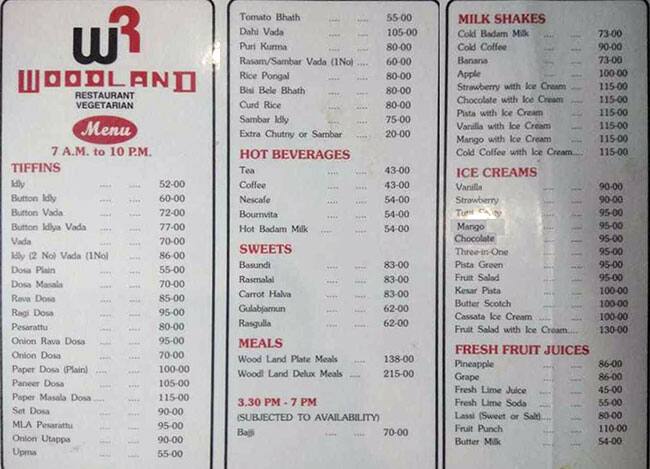 Menu at Woodlands Restaurant, Secunderabad, 39