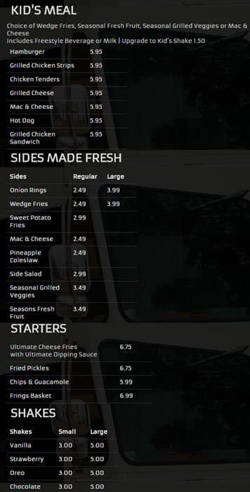 Menu at Fuddruckers restaurant, Dallas, Frankford Dr