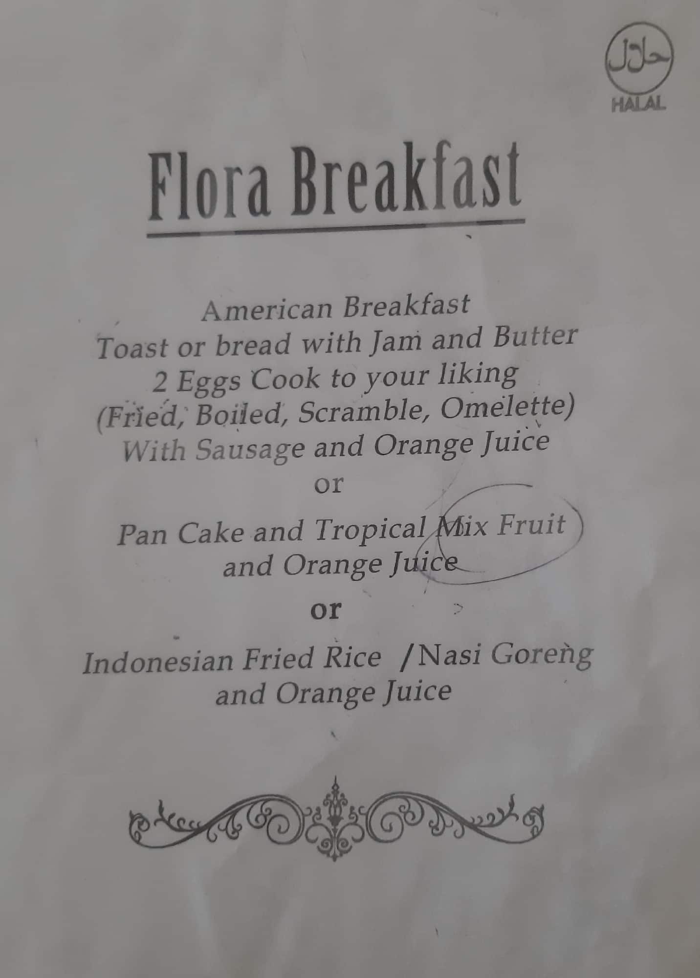 Menu at The Flora Restaurant - Hotel The Flora Kuta Bali, Denpasar