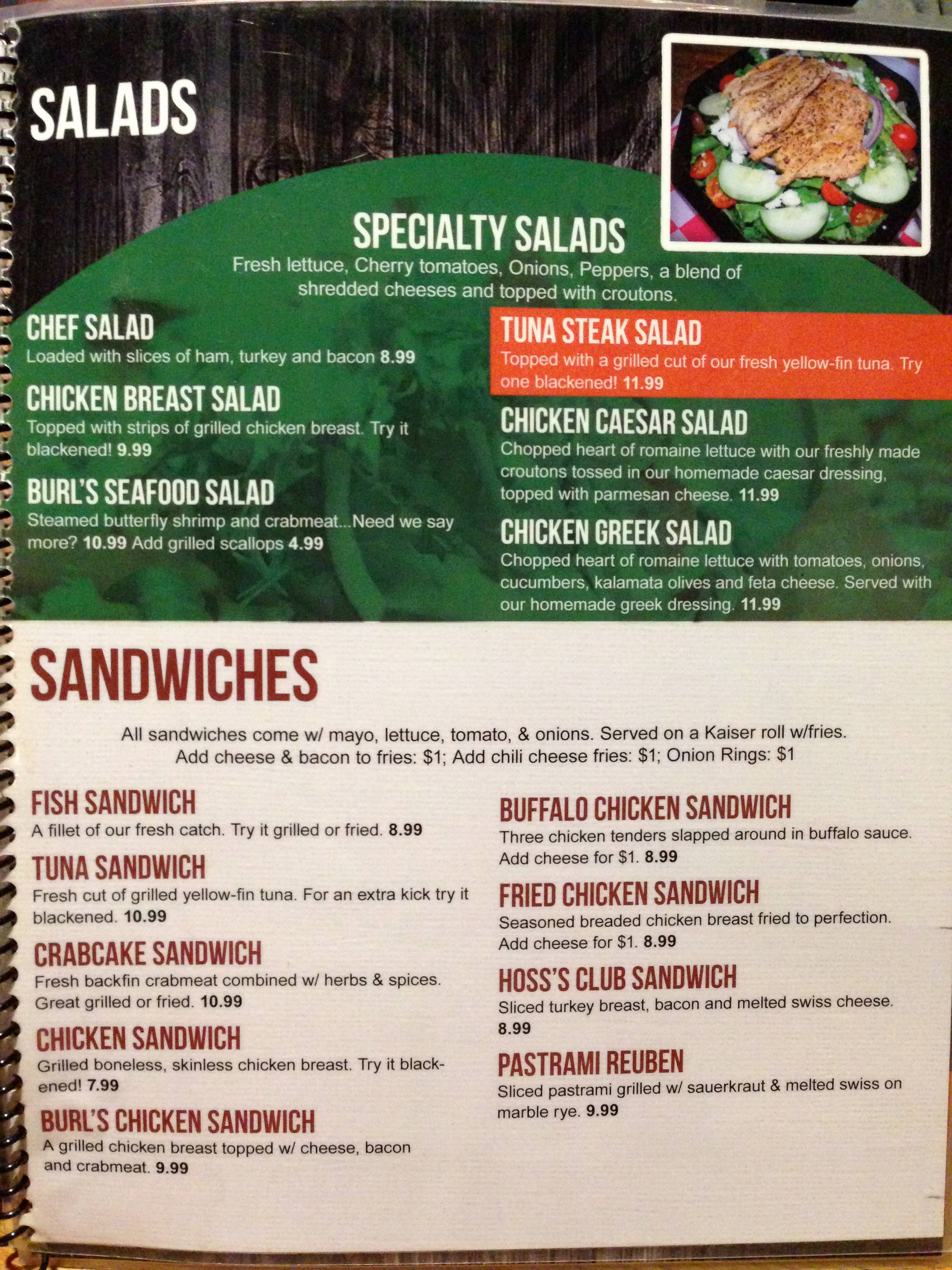 Menu at Hoss's Deli pub & bar, Newport News