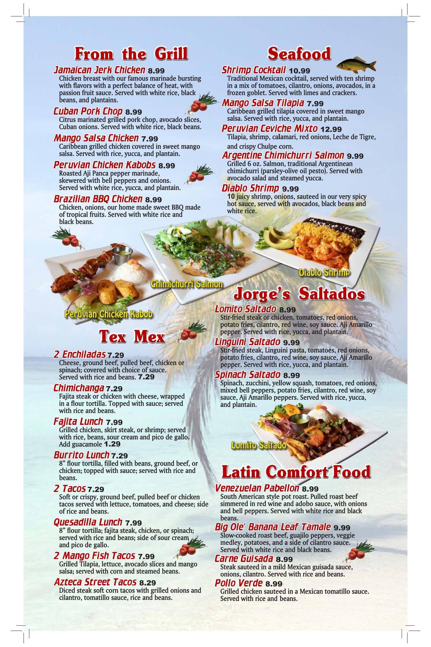 Menu at Zarate's Latin Mexican Grill pub & bar, Edmond