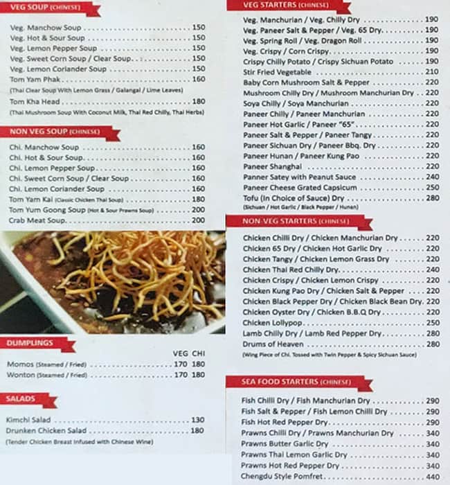 Menu of Thai Chilli China, Hiranandani Estate, Thane West, Thane