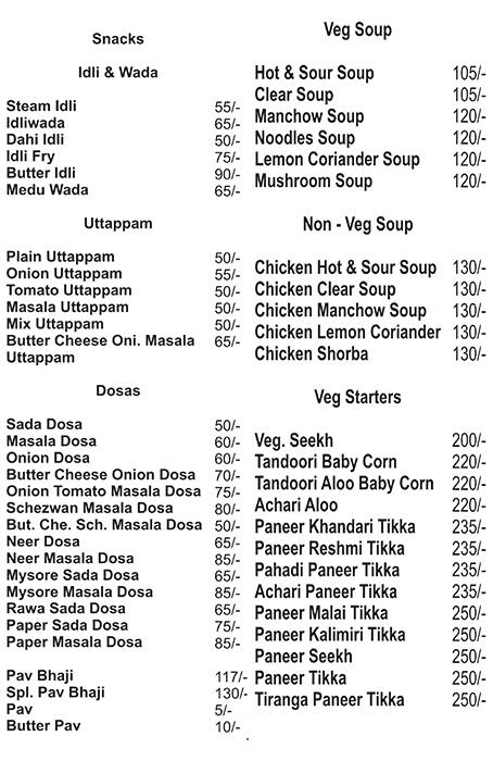 Menu of Eating Of Food, Ghansoli, Navi Mumbai