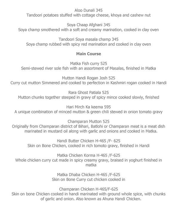 Menu of House Of Matka, Sector 49, Faridabad