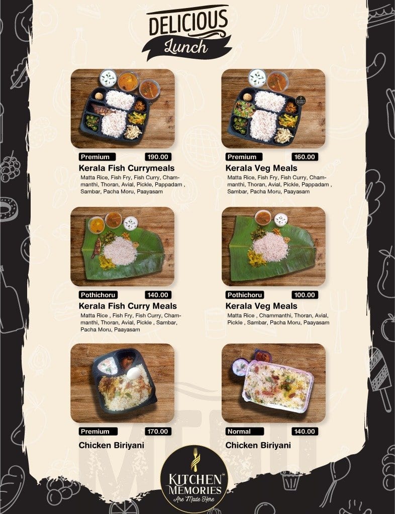 Menu of Kitchen Memories, Kakkanad, Kochi
