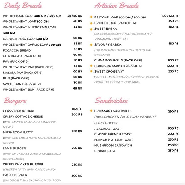 Menu of Cake O’ Clock, Hazratganj, Lucknow