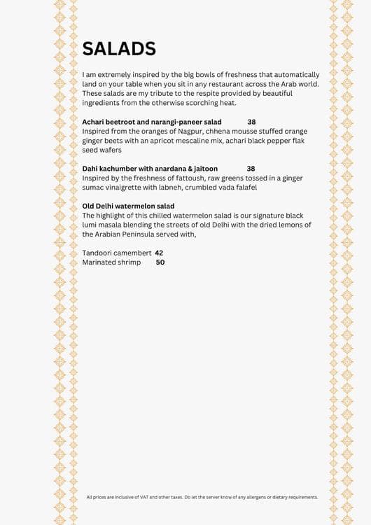 Menu of Kashkan By Ranveer Brar, Dubai Festival City, Dubai