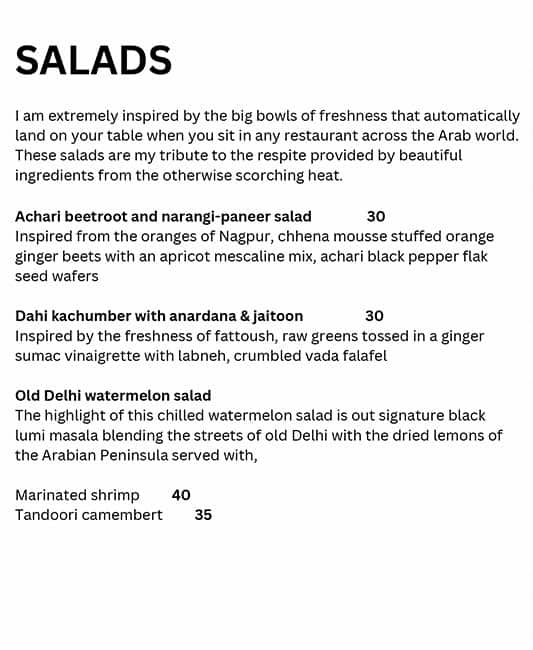 Menu of Kashkan By Ranveer Brar, Dubai Festival City, Dubai