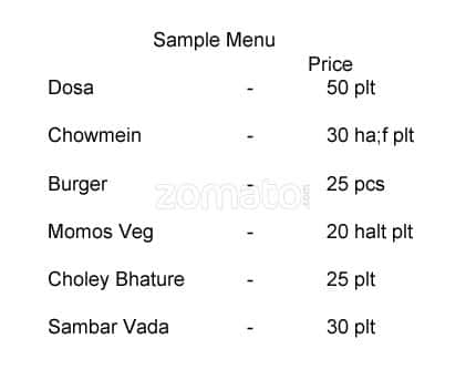 Menu at Shree Balaji Sweets, Delhi, 28 Foota Road