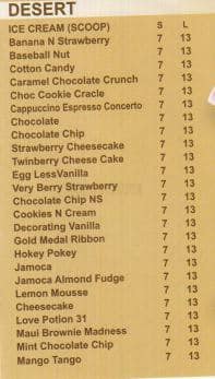 Menu at Zain Cafe, Sharjah