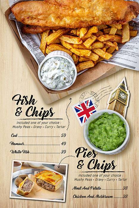 Menu at The Chippy cafe, Doha, Tornado Tower