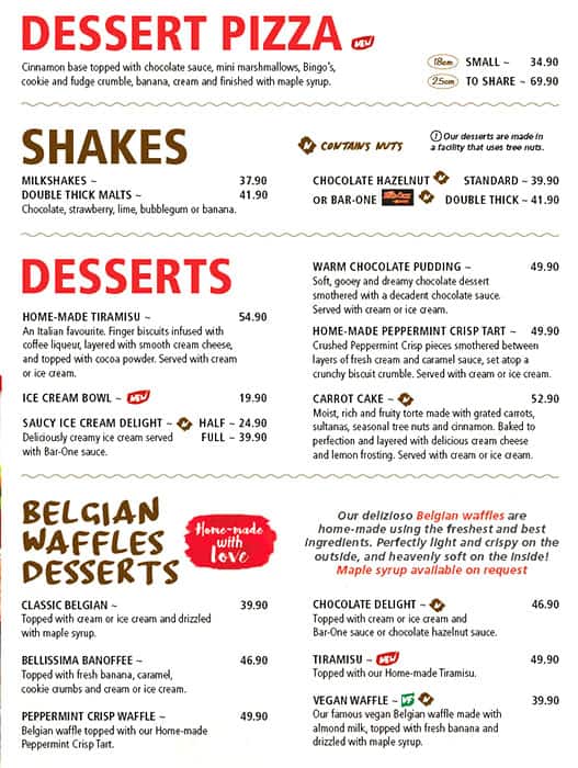 Menu at Panarottis Pizza Pasta, Randburg