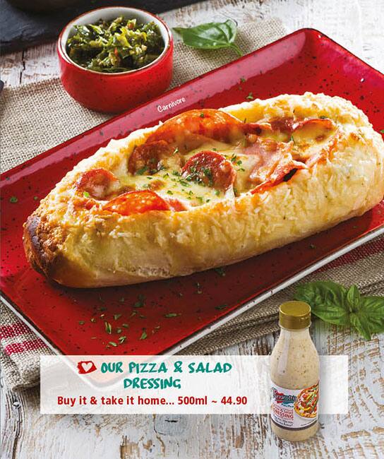 Menu at Panarottis Pizza Pasta, South Africa