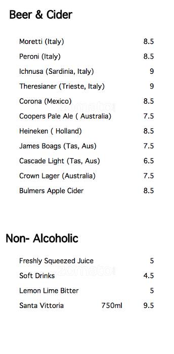 Menu at Cala Luna restaurant, Mosman