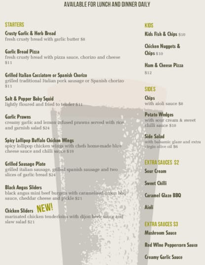 Menu at The Alexander Bar & Bistro, Ballajura