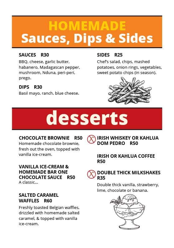 Menu at Hogshead pub & bar, Pretoria