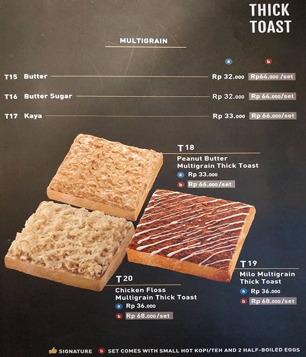 Menu at Toast Box restaurant, West Jakarta, RP6M+P9H