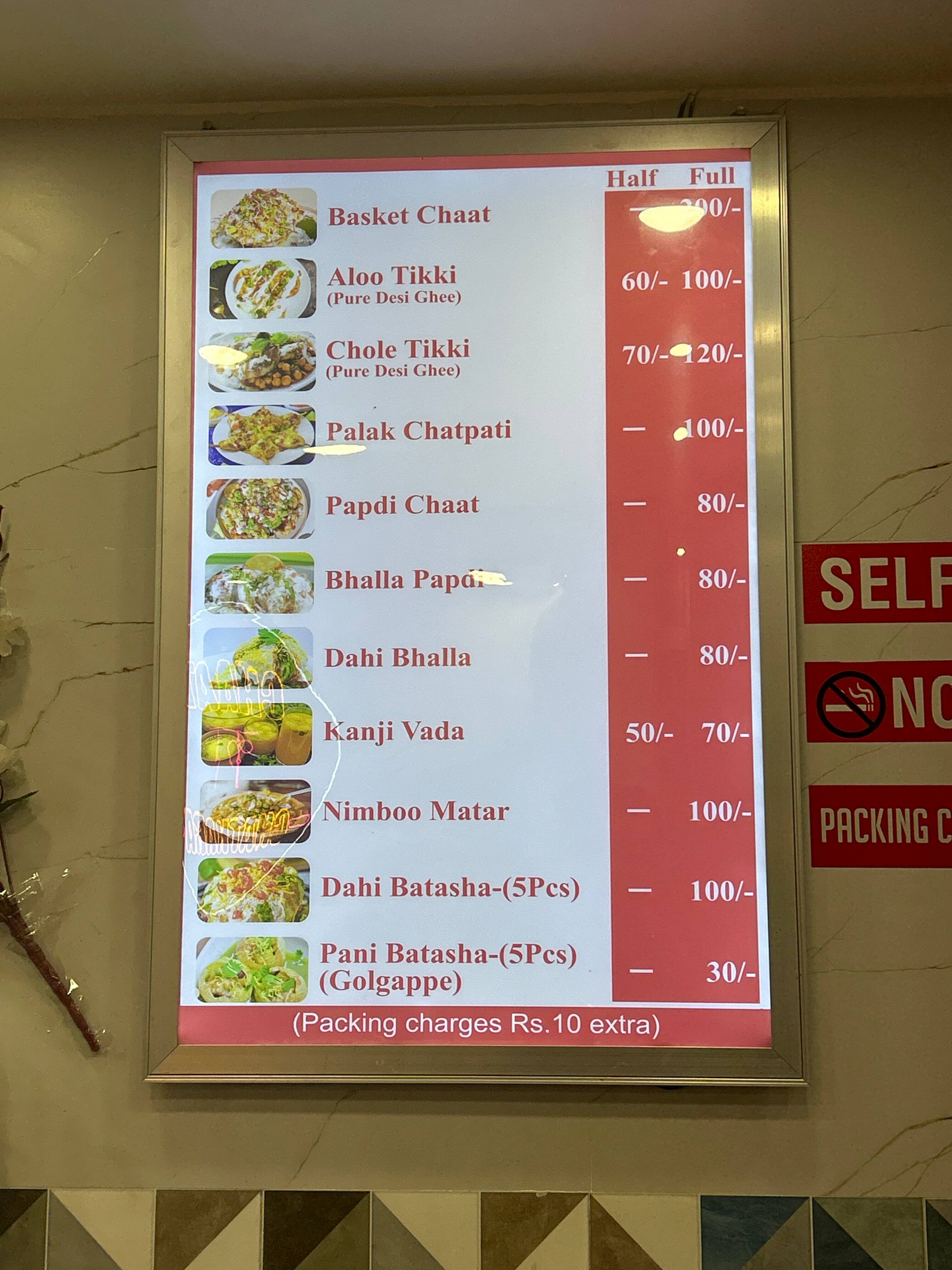 Menu of Chaat King India, Krishna Nagar, New Delhi