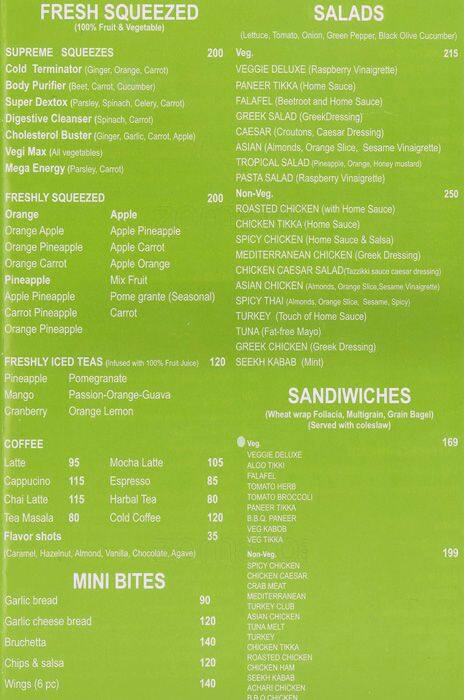 Menu at Fresh food, Mumbai, 3rd Cross Rd